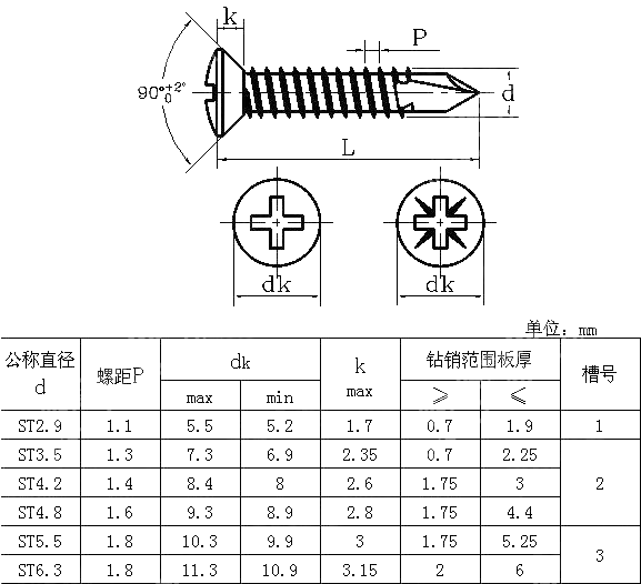 DIN EN ISO 15483 Cross Recessed Raised Contersunk Head Drilling Screws ...